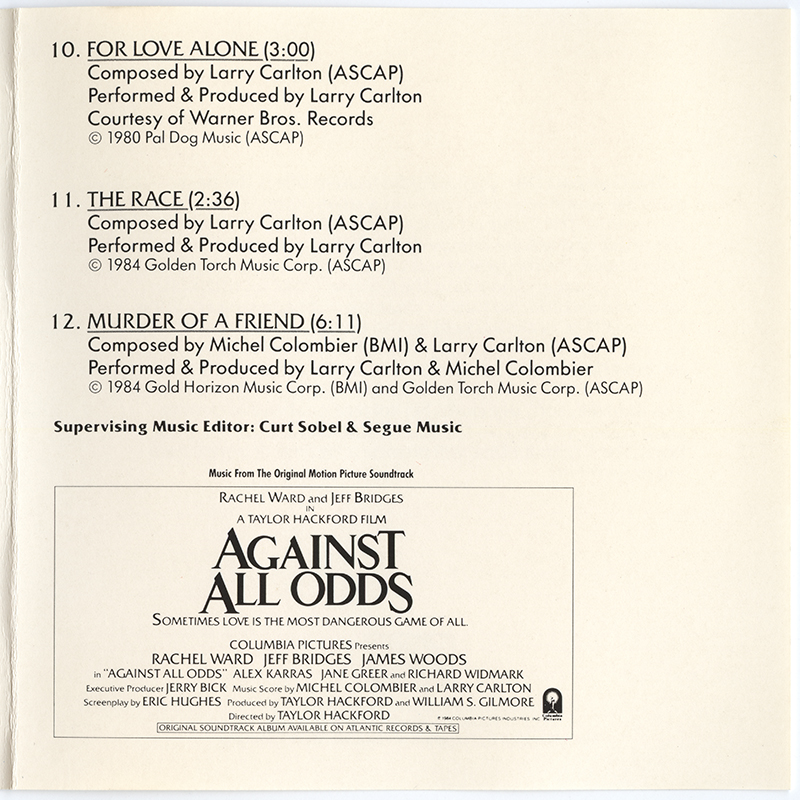 Target CD / Original Soundtrack : Against All Odds (V001)